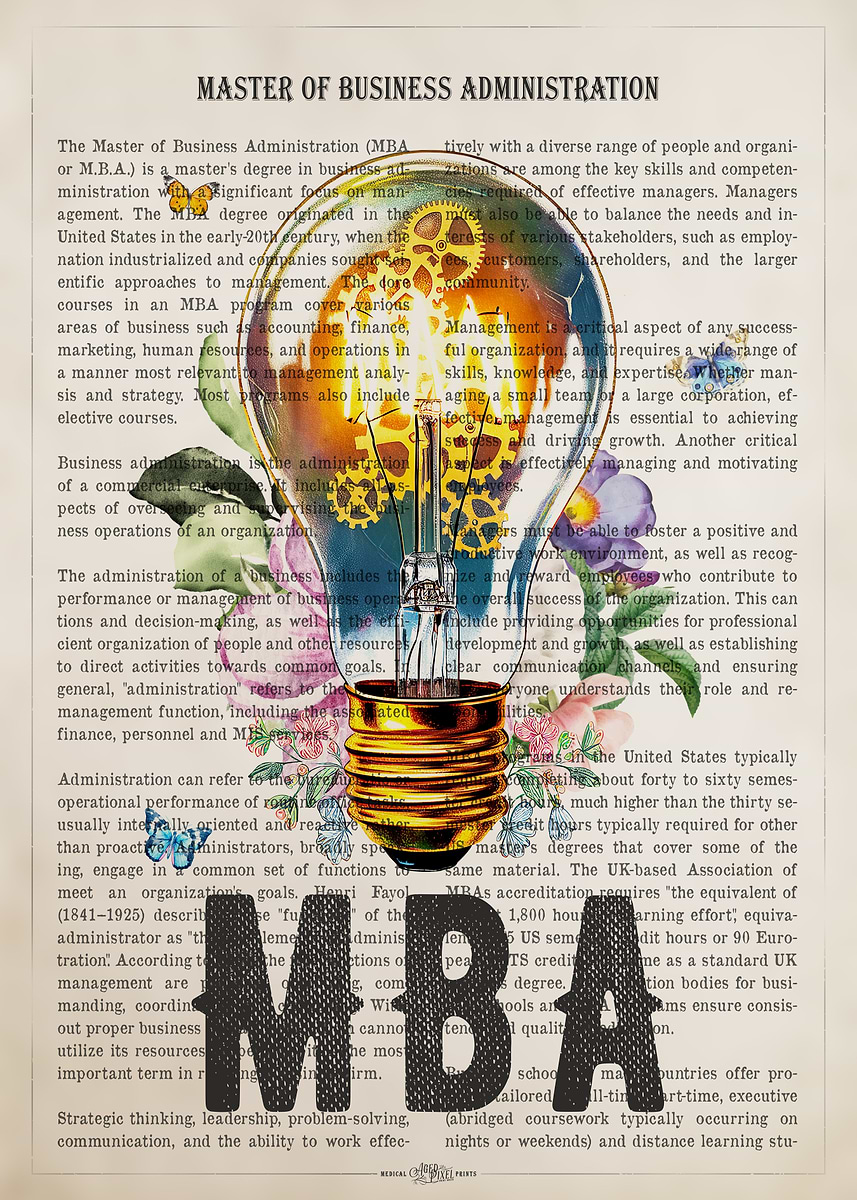 'MBA Lightbulb Concept' Poster, picture, metal print, paint by Aged ...
