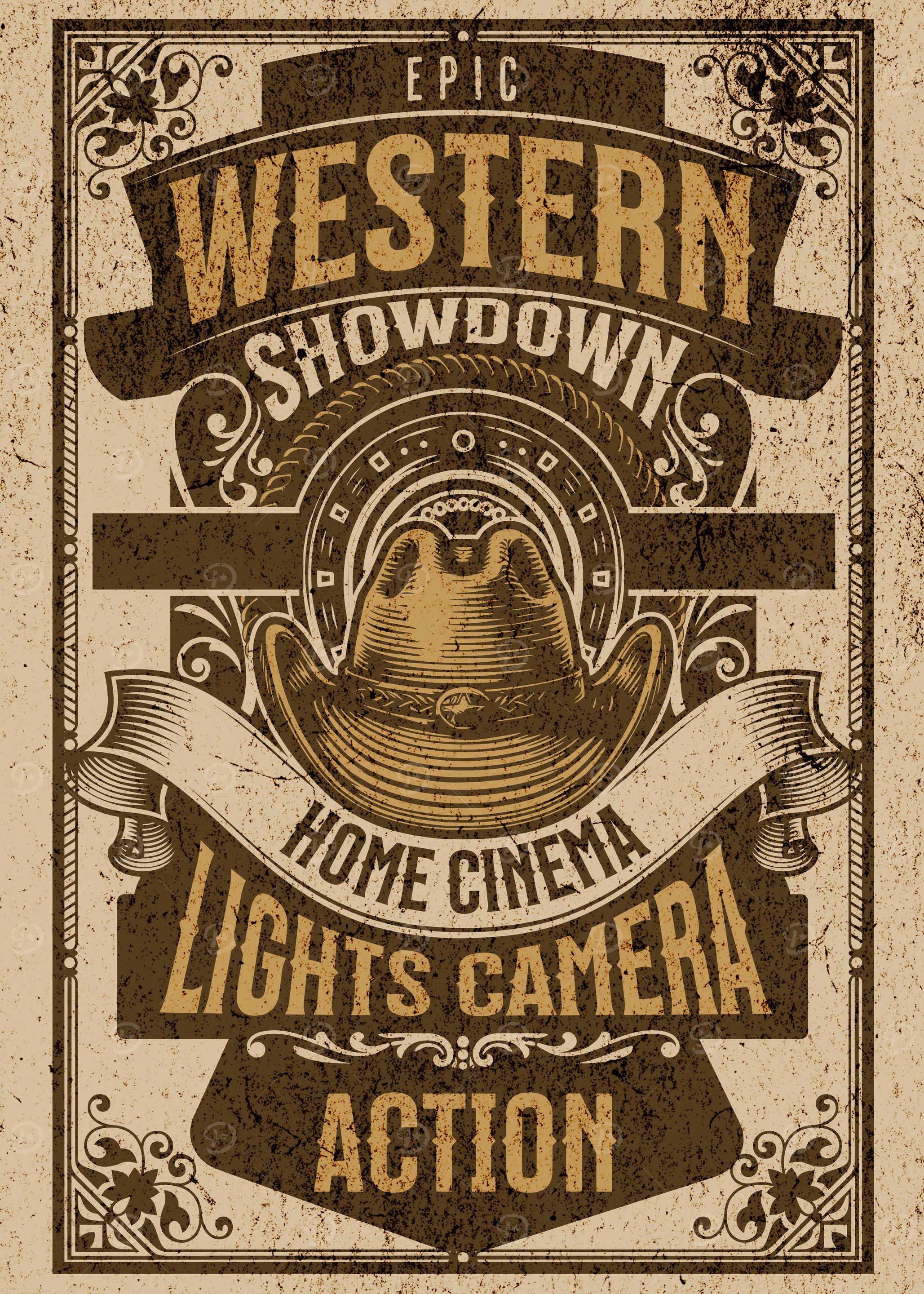 'Western Showdown Poster' Poster, picture, metal print, paint by Quirky ...