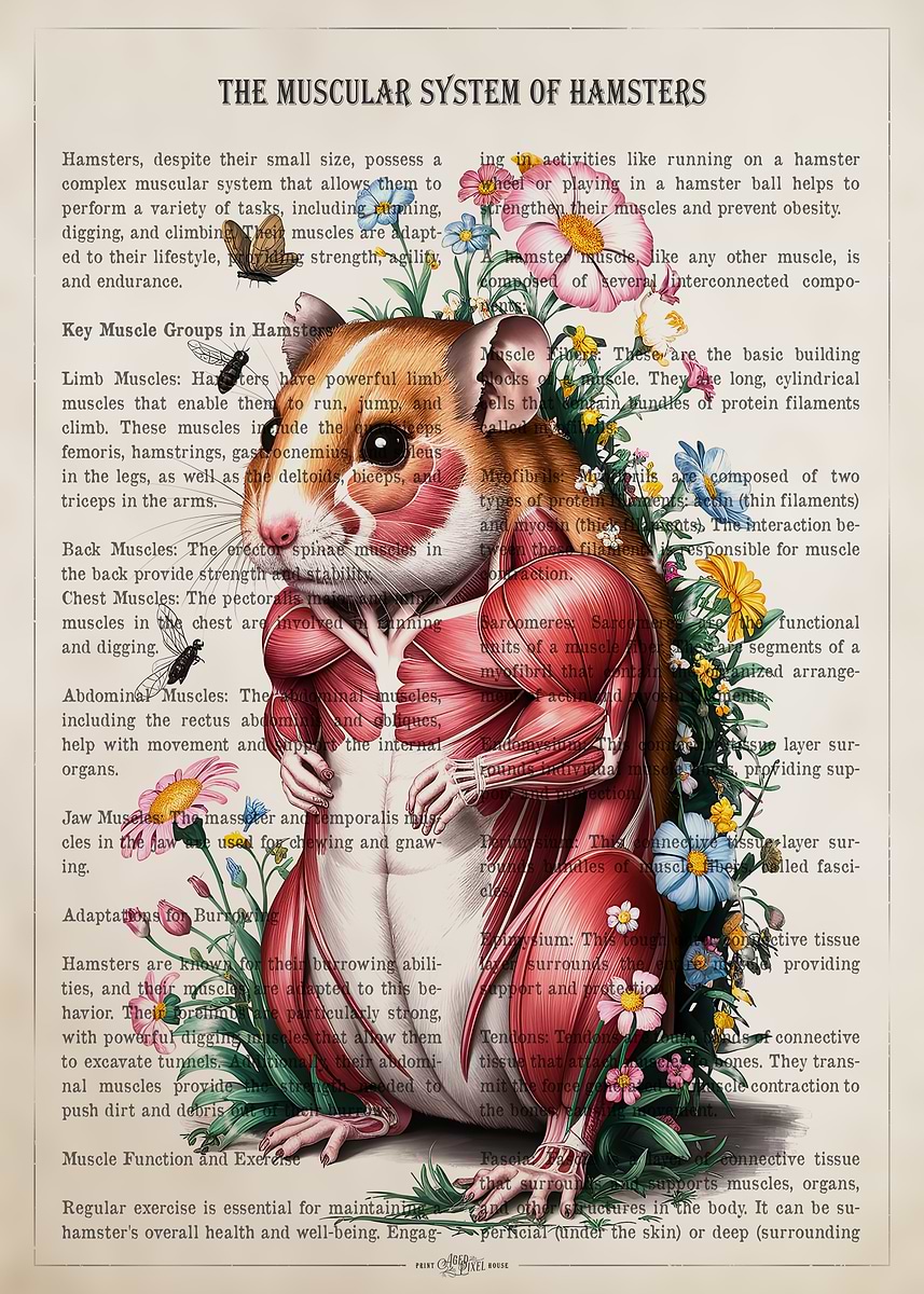 'Hamster Muscle Anatomy' Poster, picture, metal print, paint by Aged ...