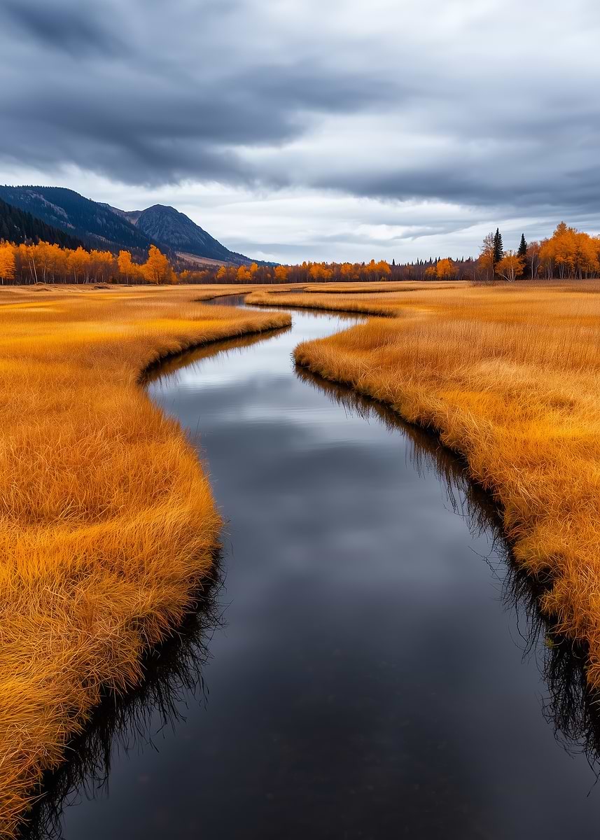 'Serene River in Autumn' Poster, picture, metal print, paint by Martin ...