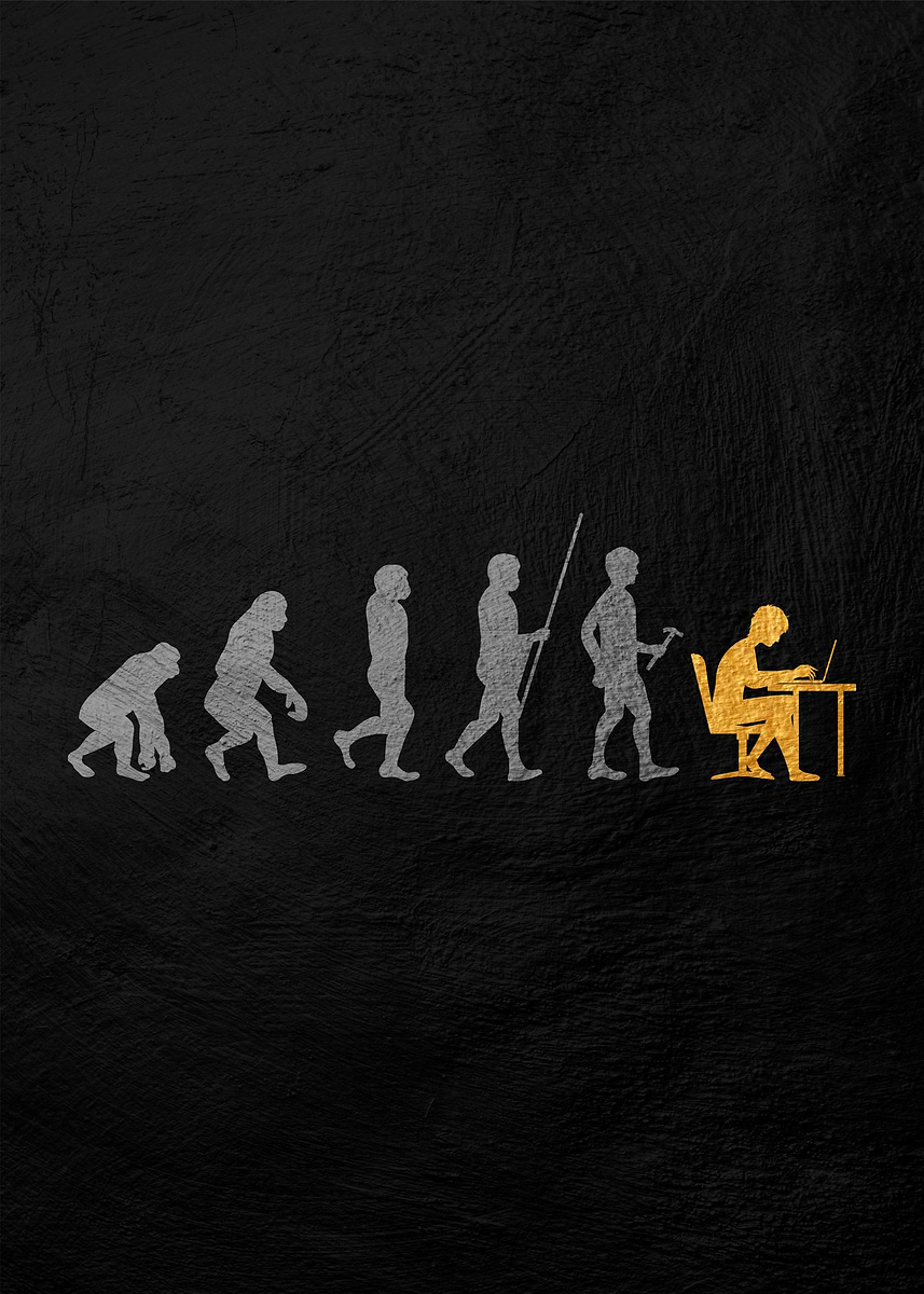 'programer evolution' Poster, picture, metal print, paint by Metal ...