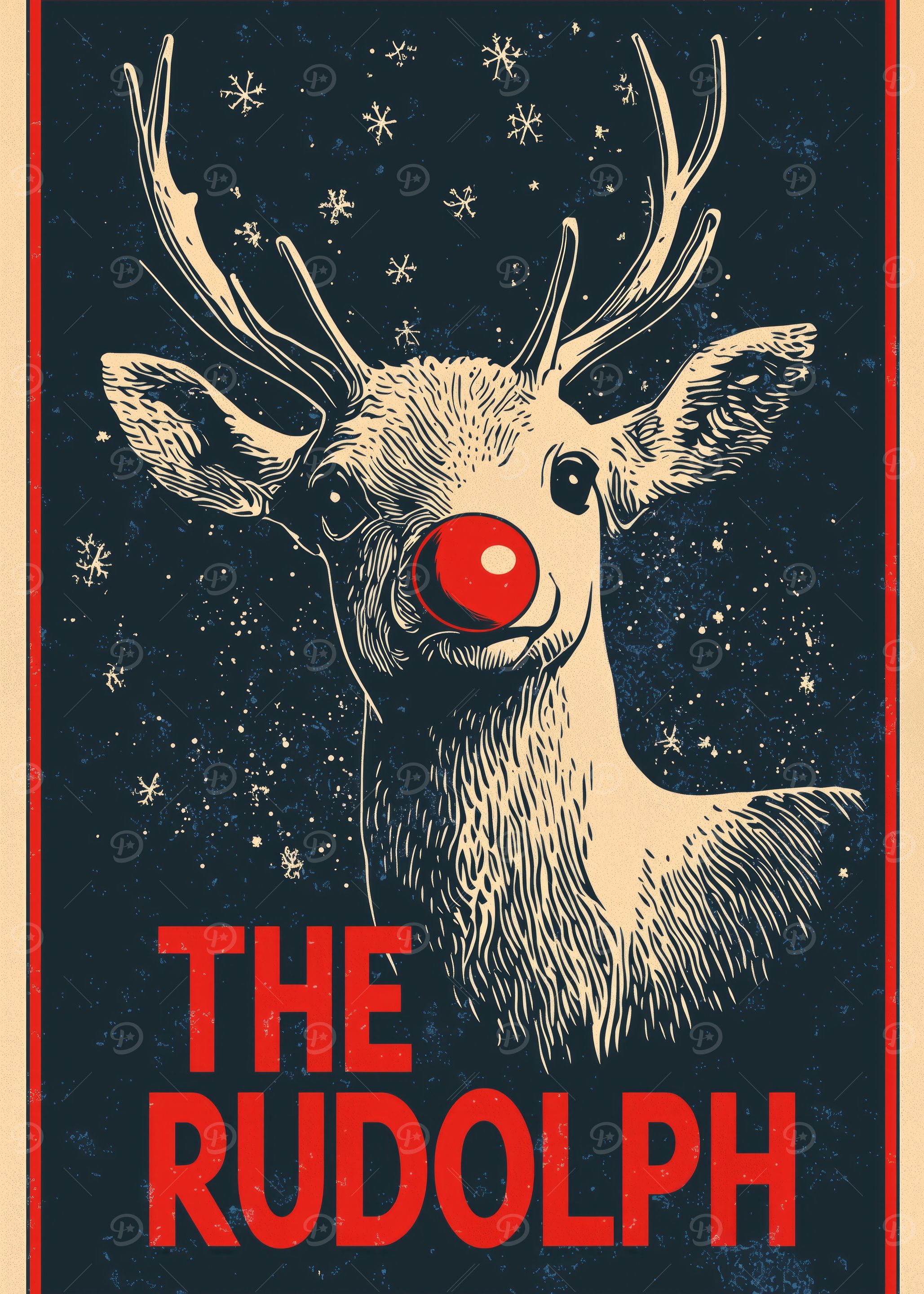 'Christmas Rudolph the Reindeer Poster' Poster, picture, metal print ...