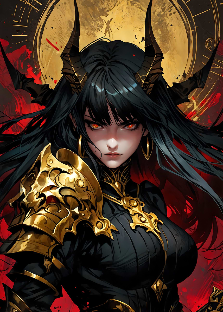 'Dark-Haired Demoness' Poster, picture, metal print, paint by Lukasz ...
