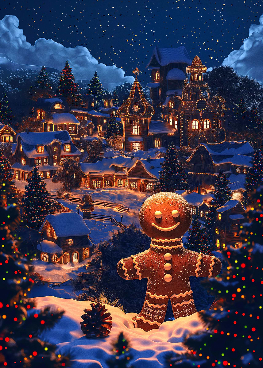 'Gingerbread Village' Poster, picture, metal print, paint by Reubenz ...
