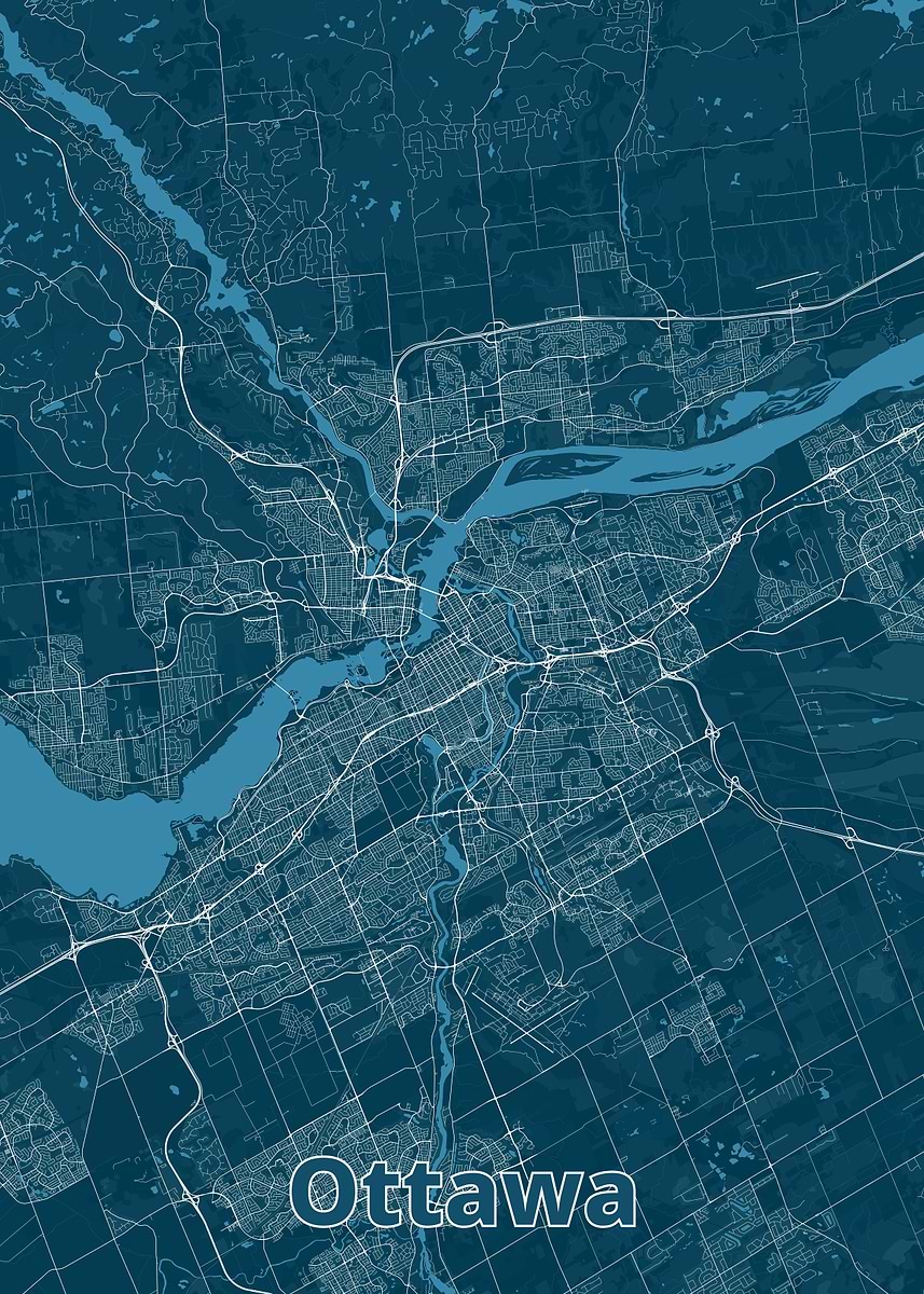 'Ottawa City Map' Poster, picture, metal print, paint by Sam Kal | Displate