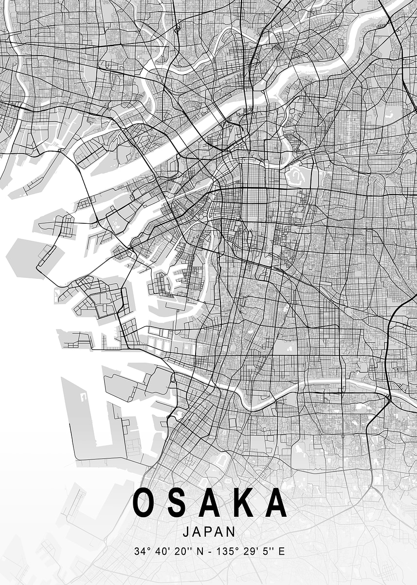 'Osaka Light Map' Poster, picture, metal print, paint by DesignerMind ...