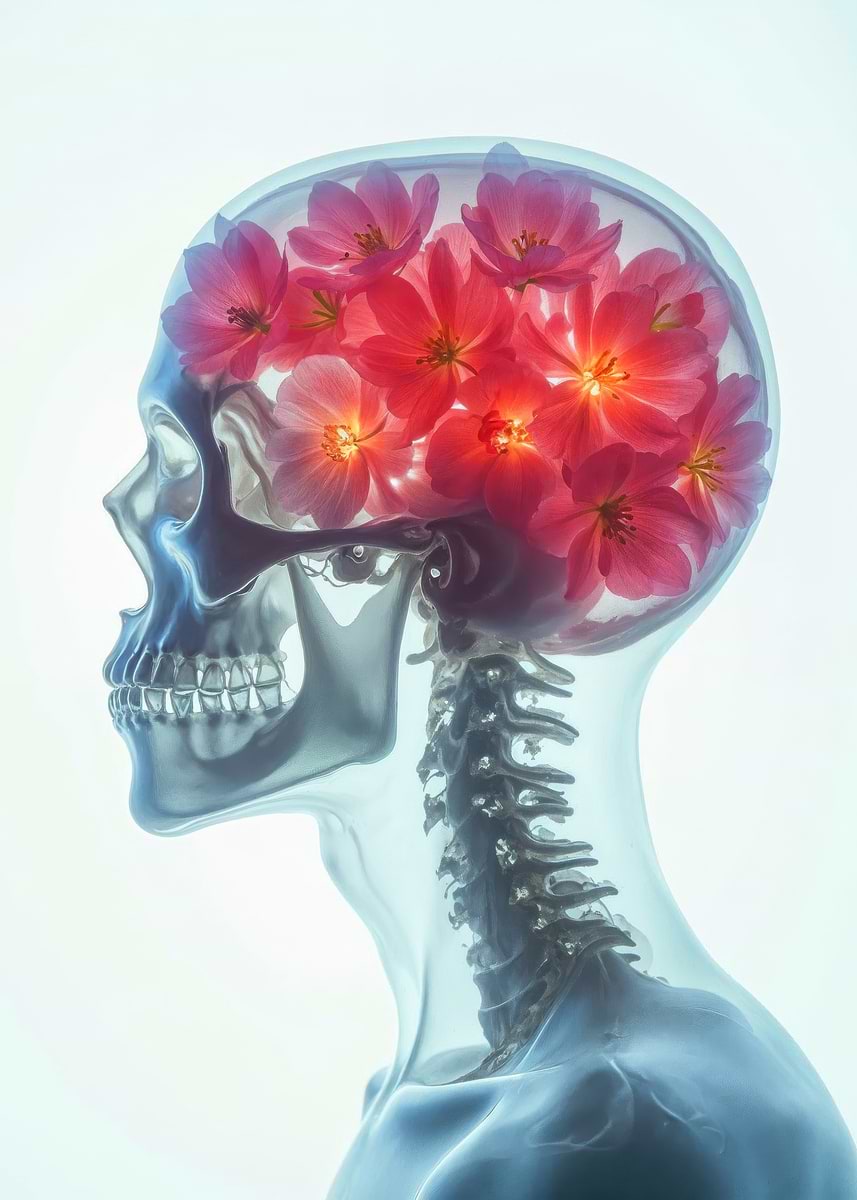 'Flowers in Skull' Poster, picture, metal print, paint by urbanbuzz ...