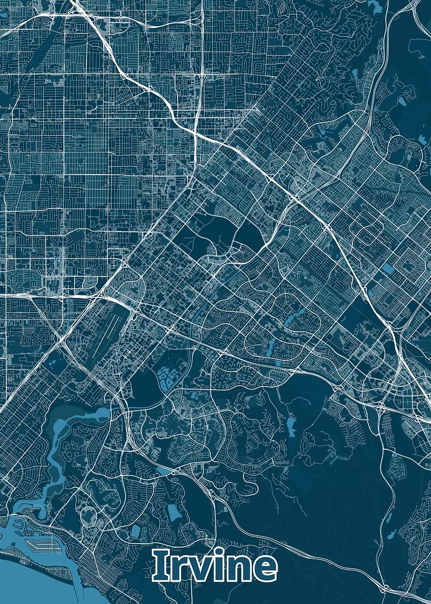 'Irvine City Map' Poster, picture, metal print, paint by Sam Kal | Displate
