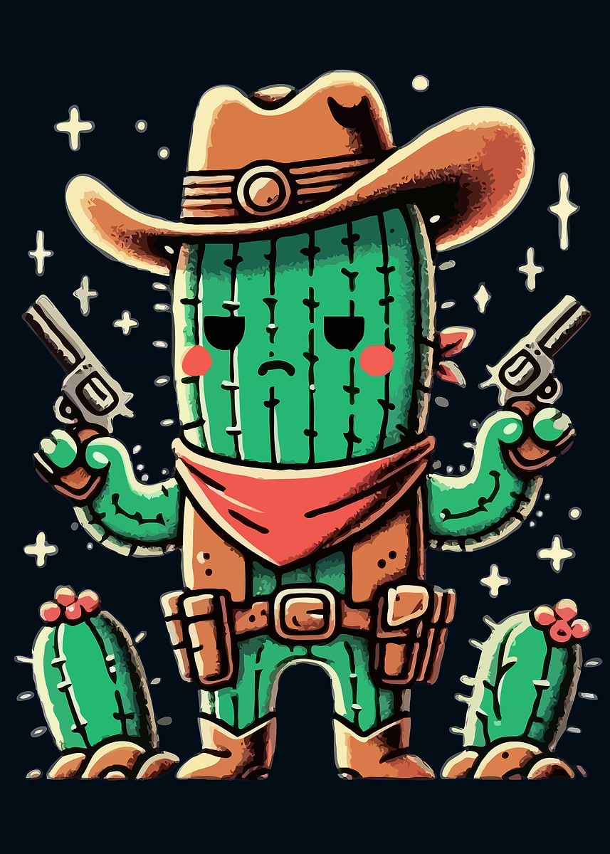 'Cactus Cowboy' Poster, picture, metal print, paint by EmeganPrintArt ...