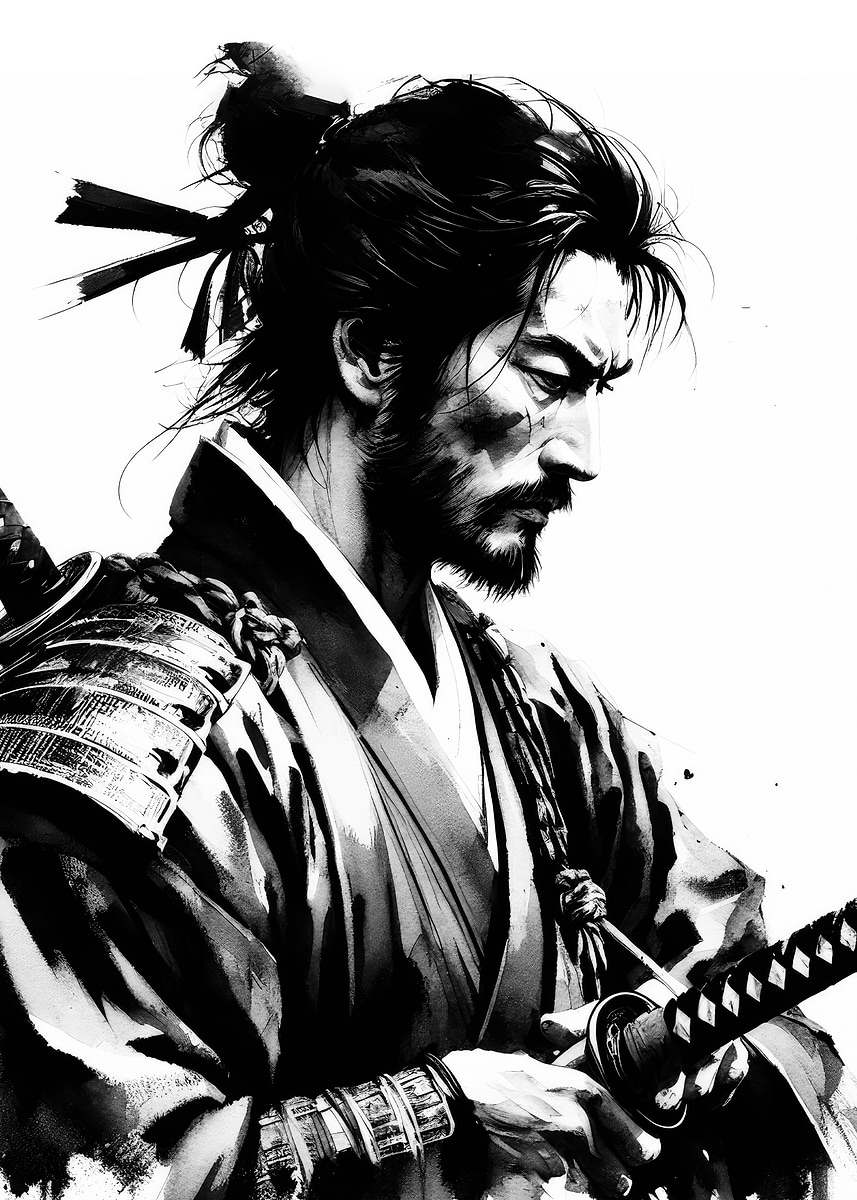 'Samurai Warrior Portrait' Poster, picture, metal print, paint by Art ...