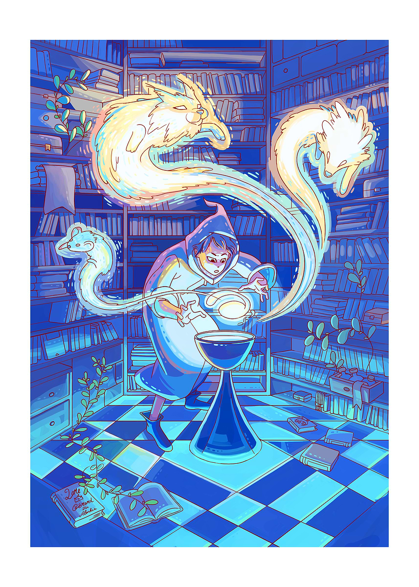 'Magic in the Library' Poster, picture, metal print, paint by Zueyen ...