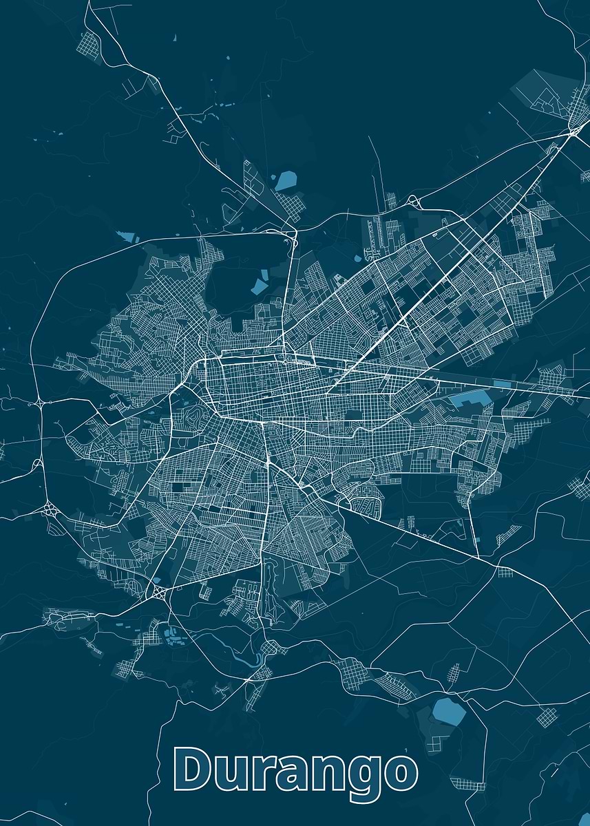 'Durango City Map' Poster, picture, metal print, paint by Sam Kal ...