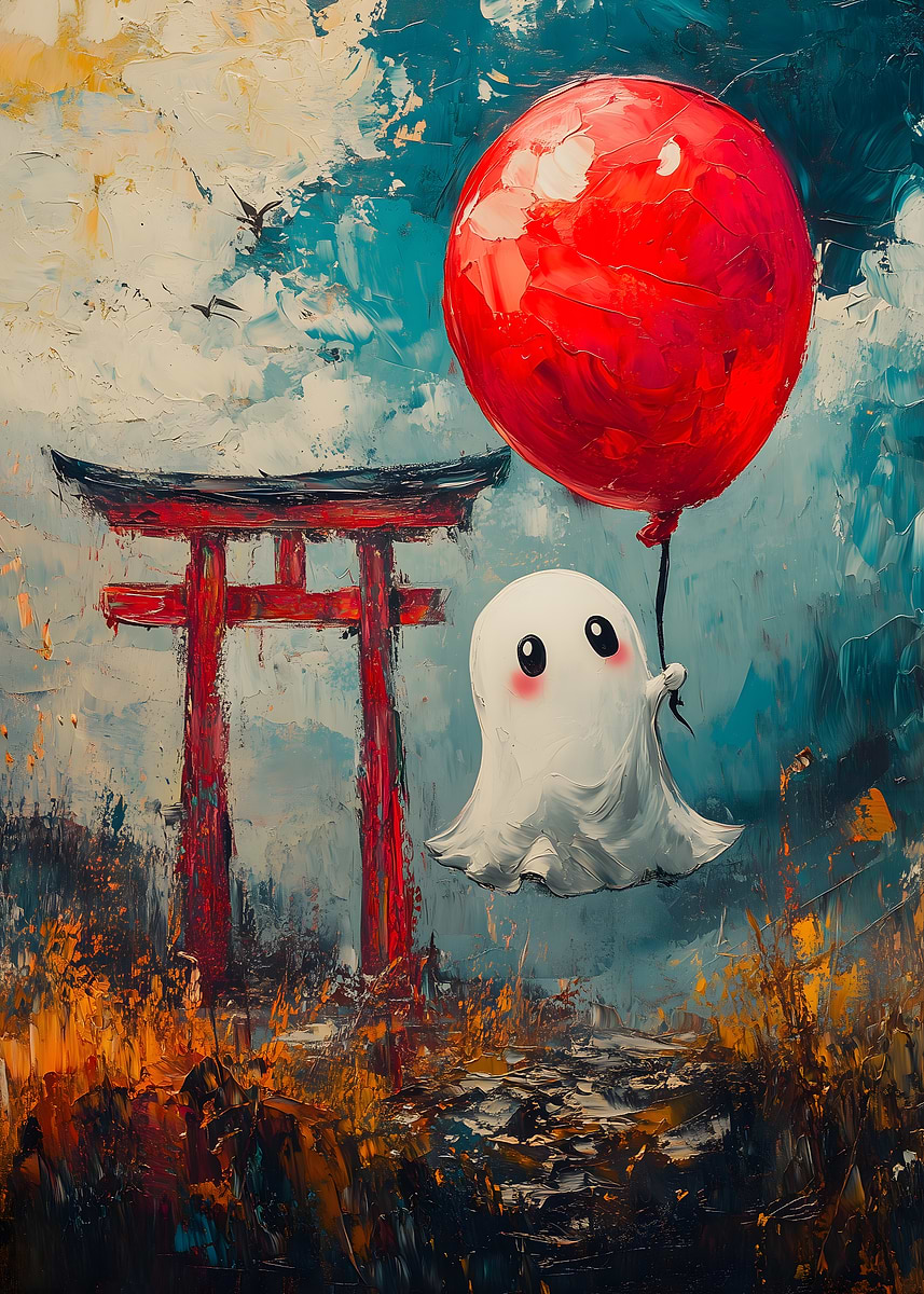 'Ghost with Red Balloon' Poster, picture, metal print, paint by ...