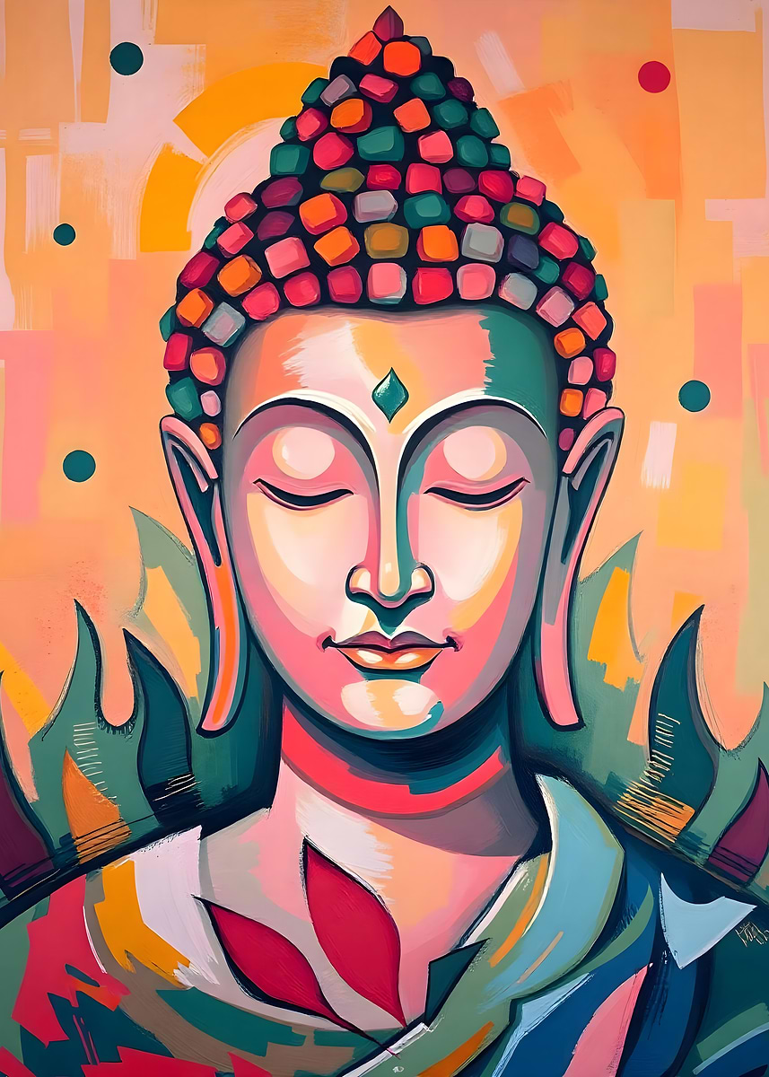 'Serene Meditating Buddha Abstract Art' Poster, picture, metal print ...