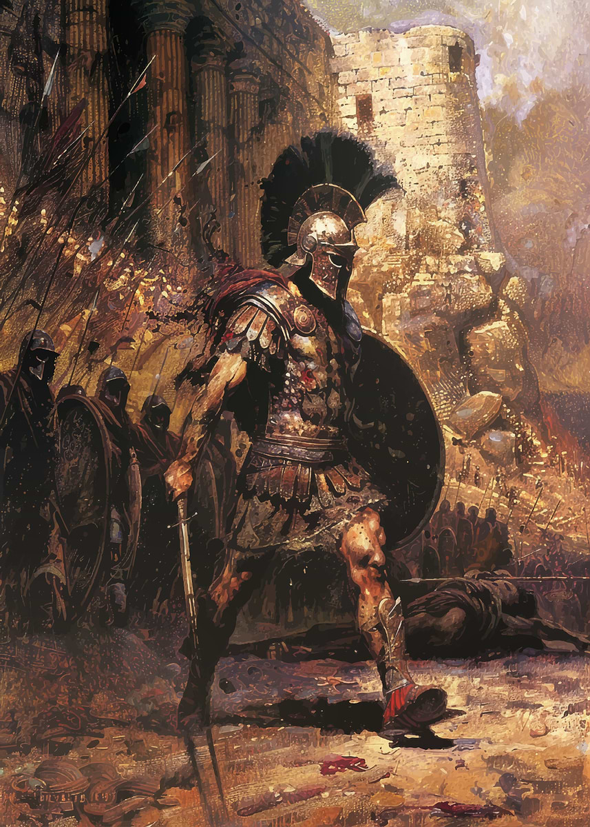 'Spartan Warrior in Battle' Poster, picture, metal print, paint by your ...