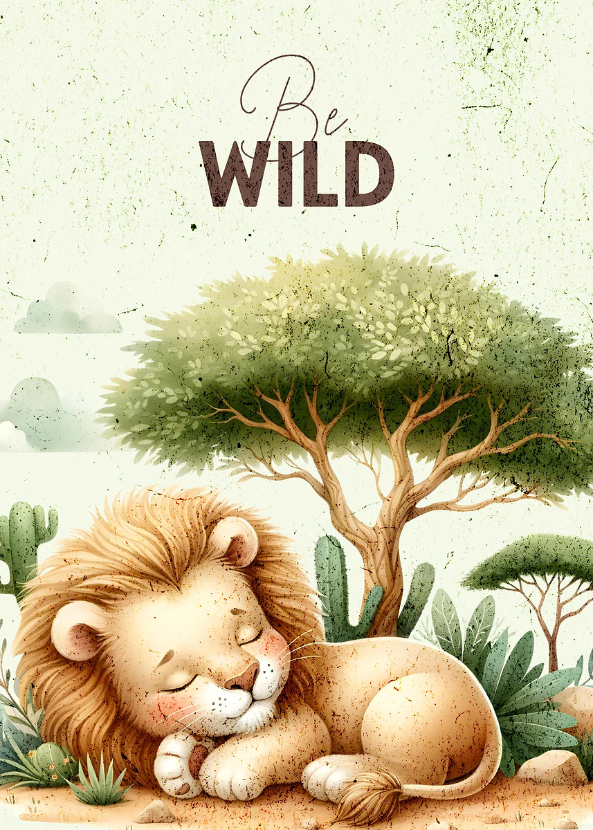 'Sleeping Lion Cub' Poster, picture, metal print, paint by Quirky ...