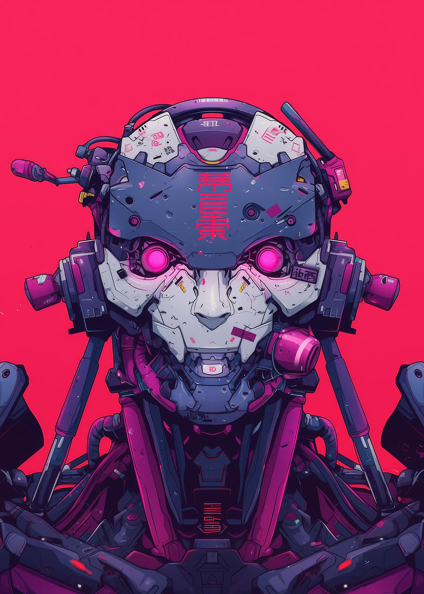 'Cyberpunk Robot Portrait' Poster, picture, metal print, paint by James ...