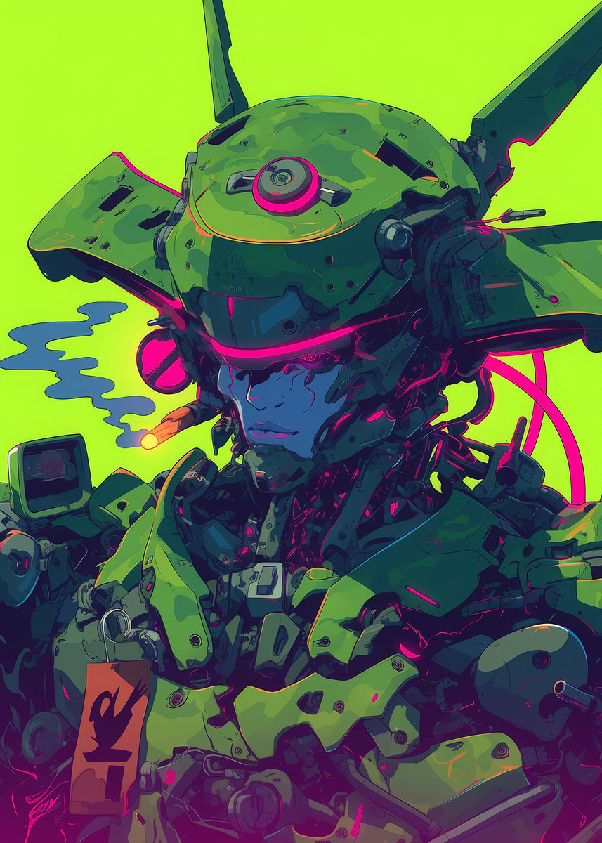 'Cyberpunk Robot Portrait' Poster, picture, metal print, paint by James ...