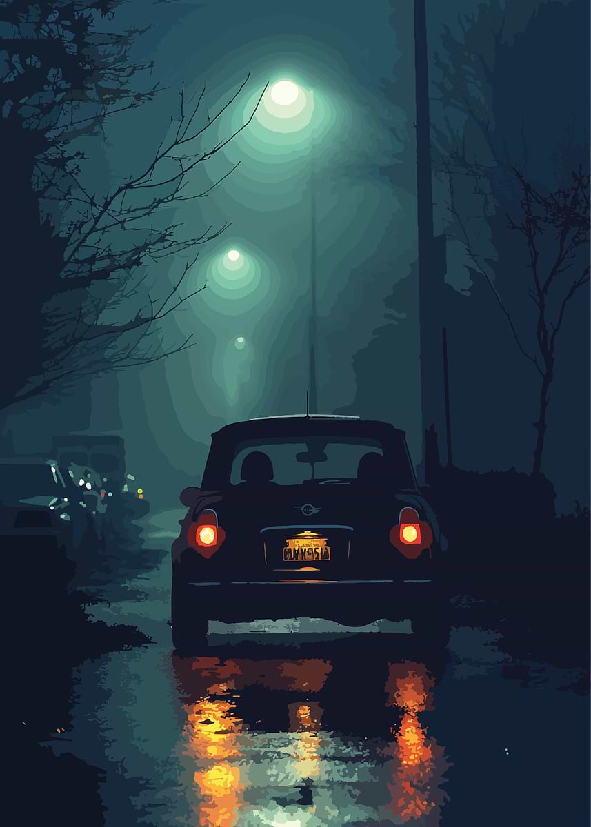 'Night Drive in the Rain' Poster, picture, metal print, paint by ...