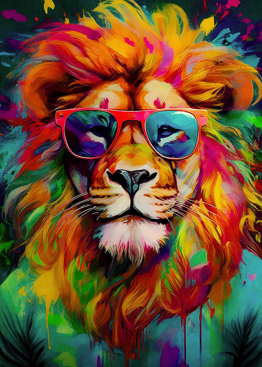 'Cool Lion Painting' Poster, picture, metal print, paint by Johann ...