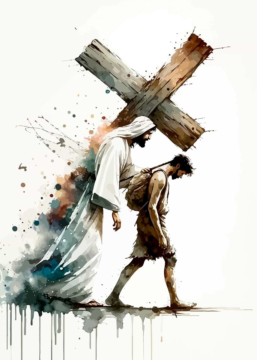 'Jesus Carrying the Cross' Poster, picture, metal print, paint by Guper ...