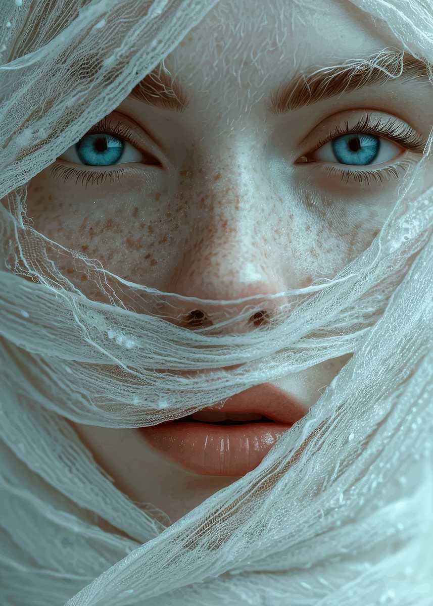 'Woman's Face with Veil' Poster, picture, metal print, paint by ...
