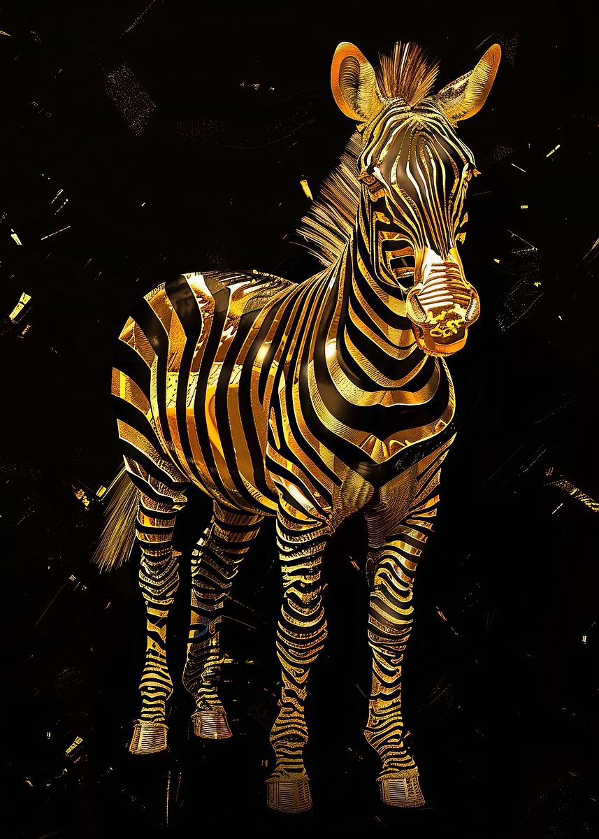 'Golden Zebra Art' Poster, picture, metal print, paint by Hexor96 ...