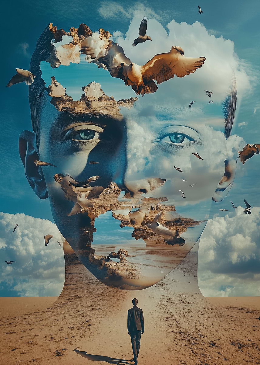 'Surreal Face Landscape' Poster, picture, metal print, paint by Massive ...