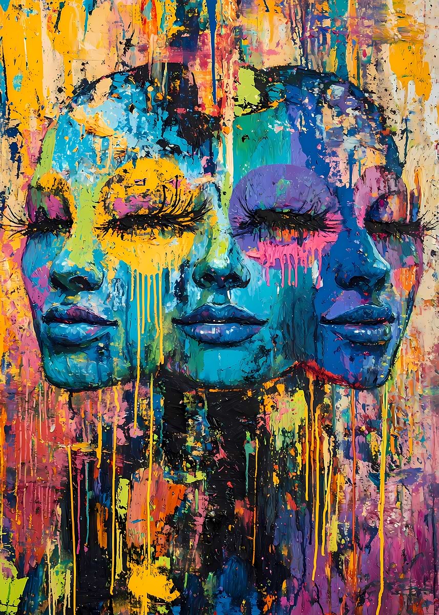 'Abstract Faces in Color' Poster, picture, metal print, paint by Jay ...