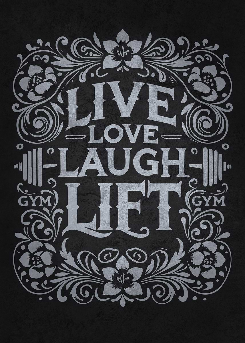 'Live Love Laugh Lift Gym Motivational' Poster, picture, metal print ...