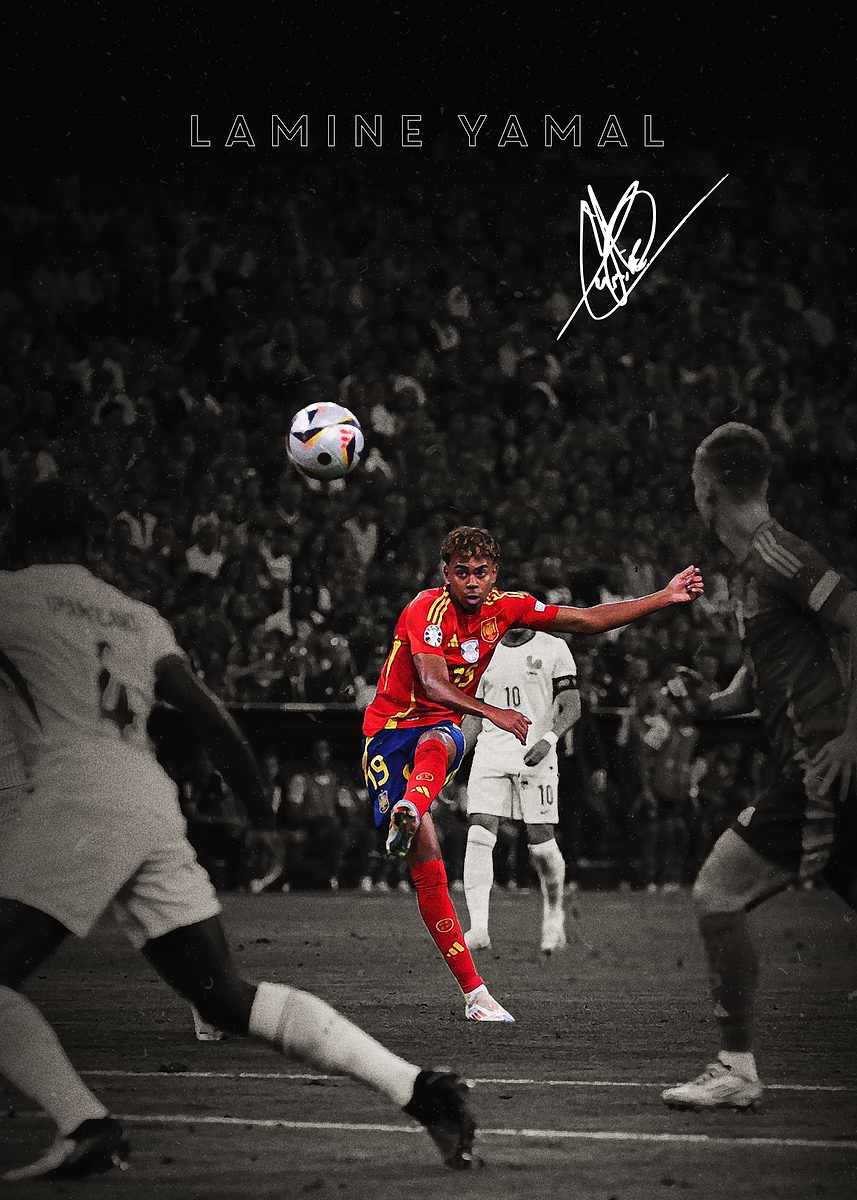 'Lamine Yamal ' Poster, picture, metal print, paint by Joyce Louisa ...