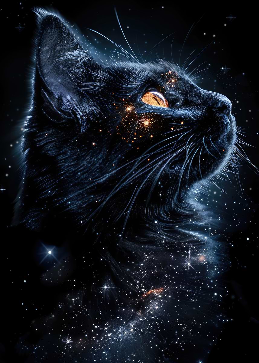 'Cosmic Black Cat' Poster, picture, metal print, paint by GulDesignCo ...