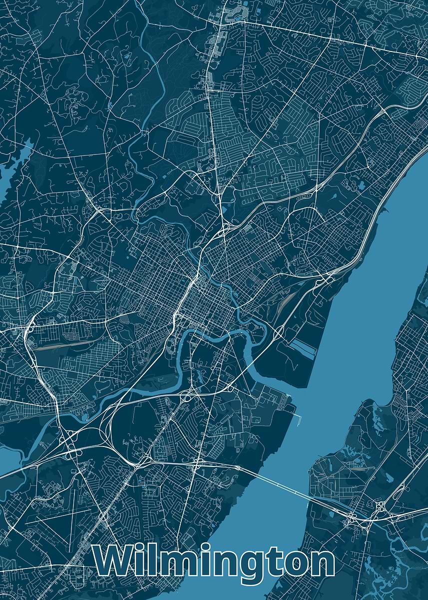 'Wilmington City Map' Poster, picture, metal print, paint by Sam Kal ...