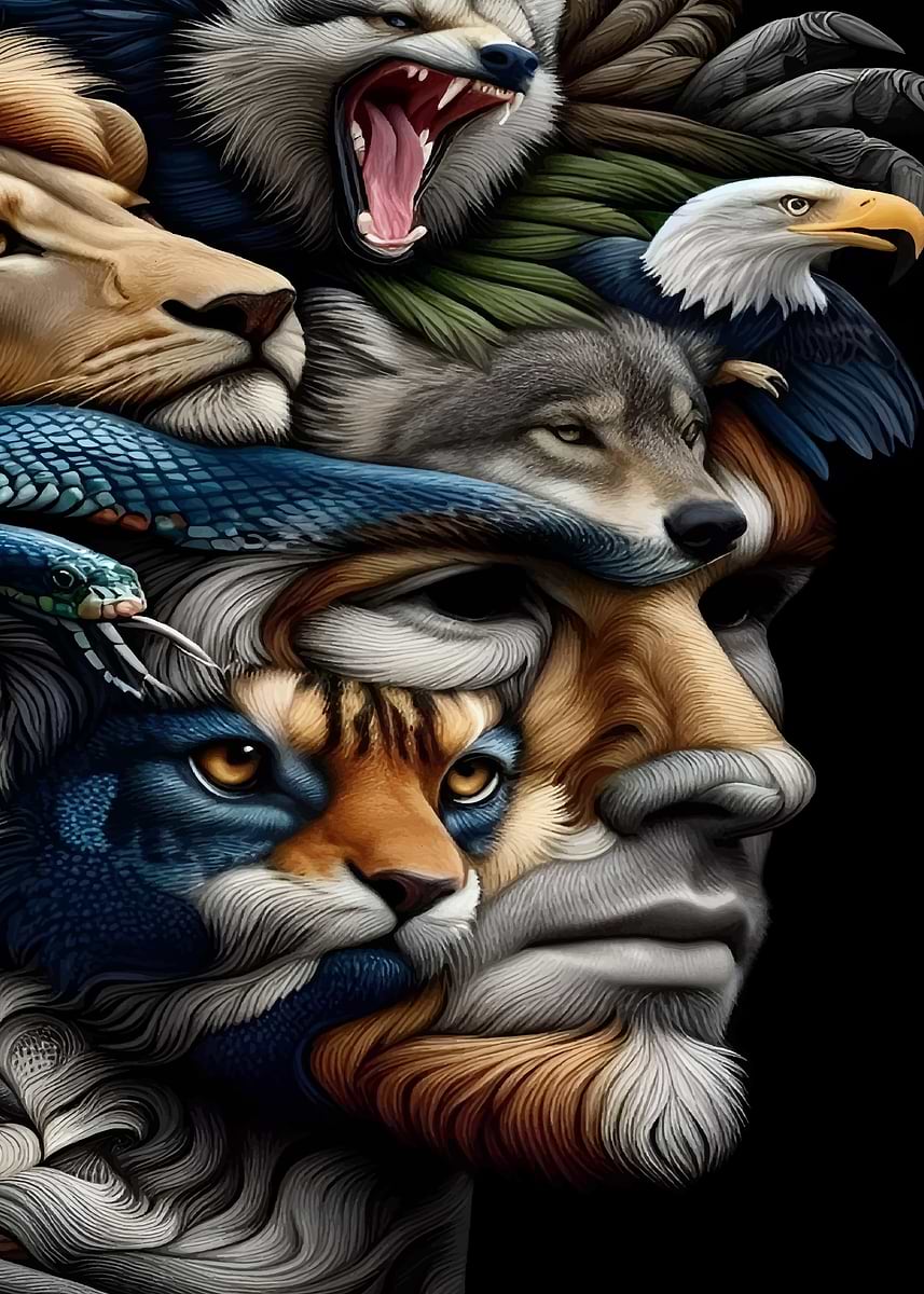 'Animalistic Portrait' Poster, picture, metal print, paint by ...