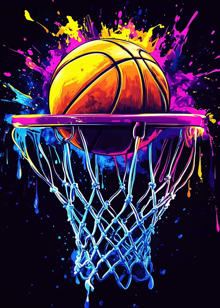 'Basketball Colorfull Sports' Poster, picture, metal print, paint by ...