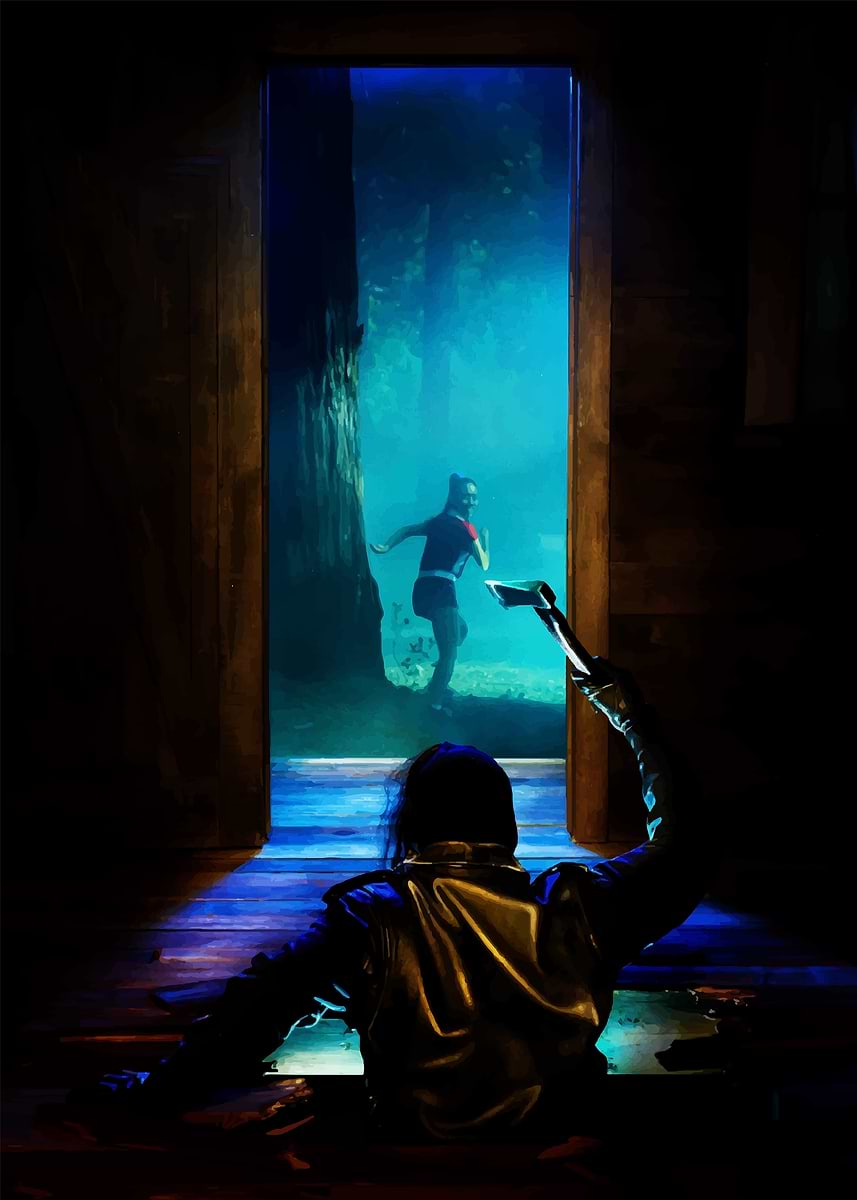 'Silhouetted Figure with Axe' Poster, picture, metal print, paint by ...