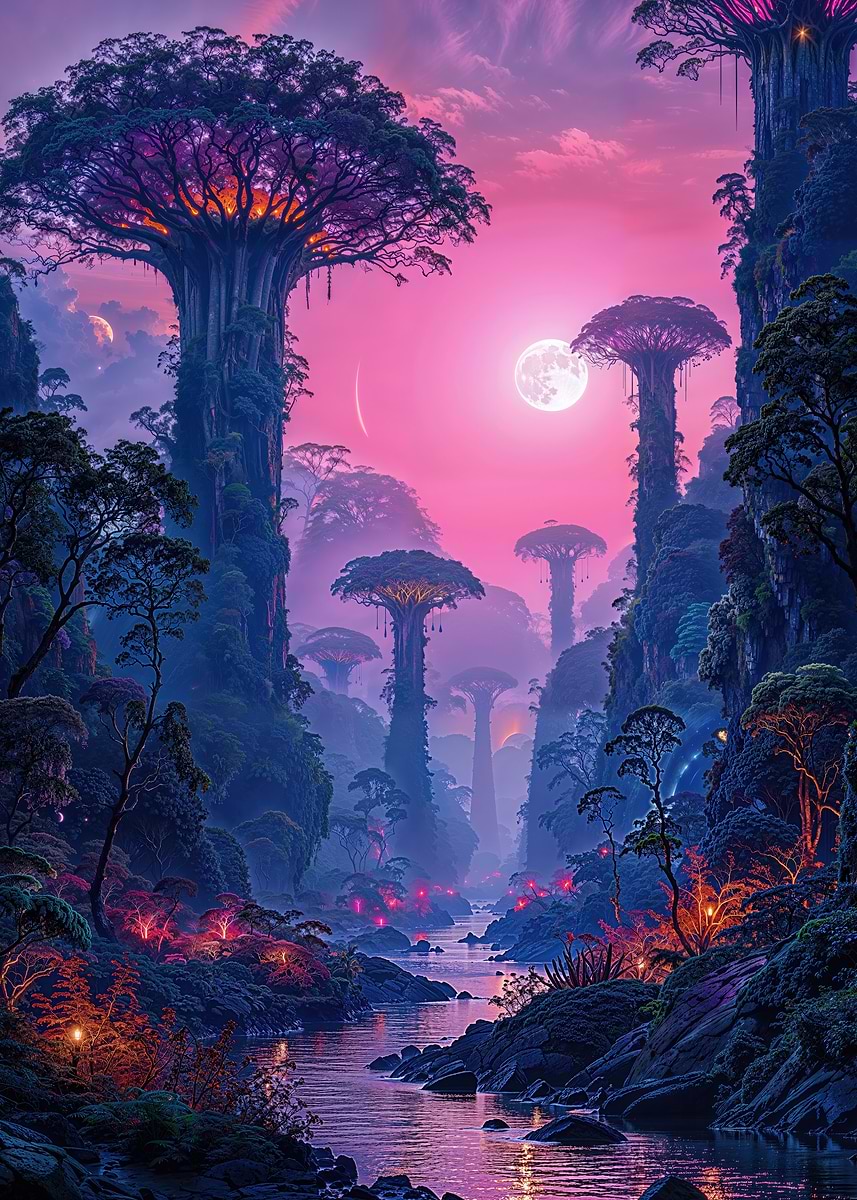 'Fantasy Forest Landscape' Poster, picture, metal print, paint by Fouad ...