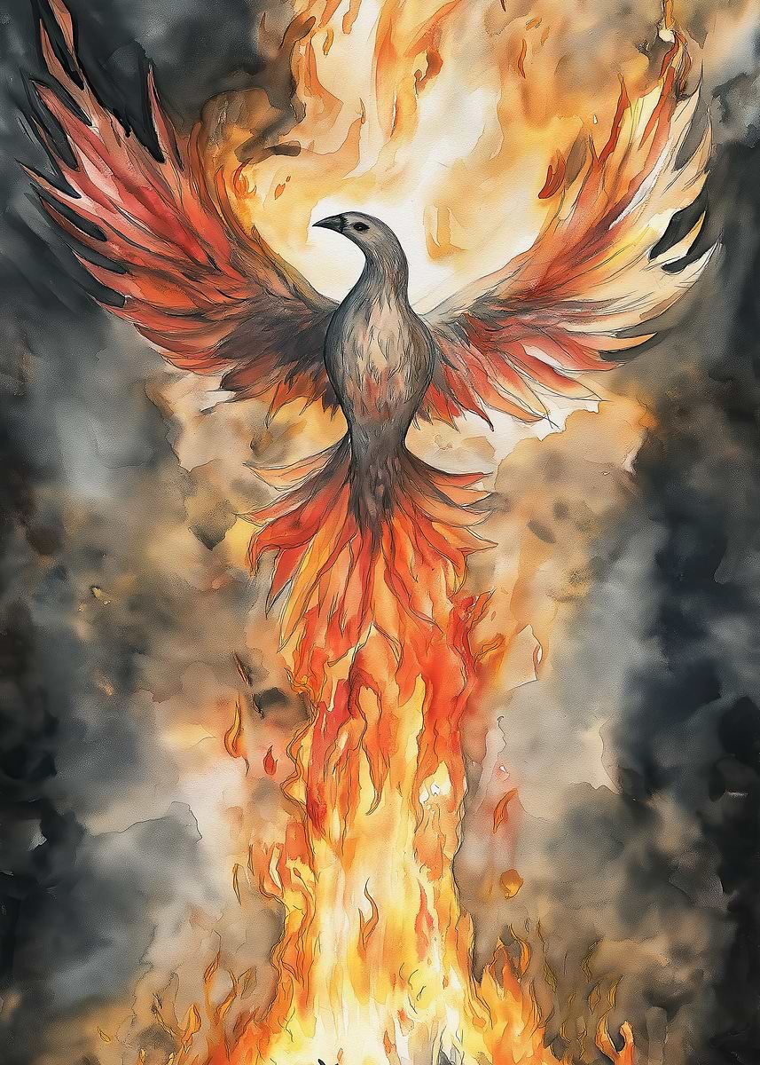 'Phoenix Rising Watercolor' Poster, picture, metal print, paint by ...