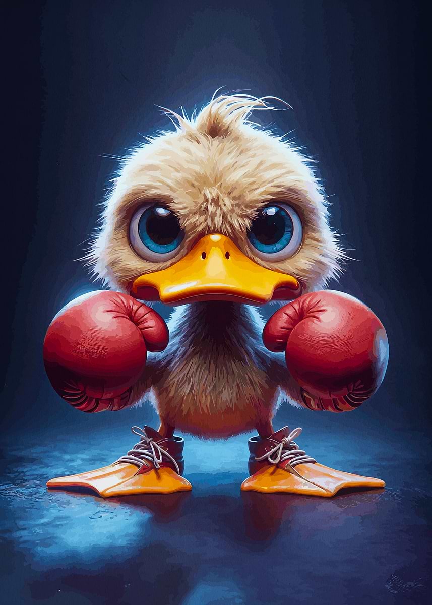 'Boxing Duckling' Poster, picture, metal print, paint by Alainai | Displate