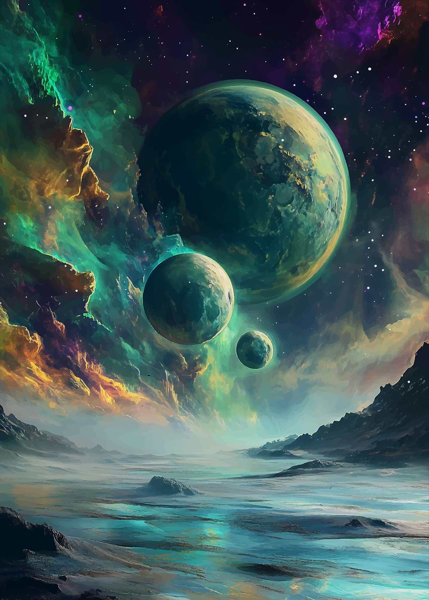 'Alien Planet Landscape' Poster, picture, metal print, paint by ...