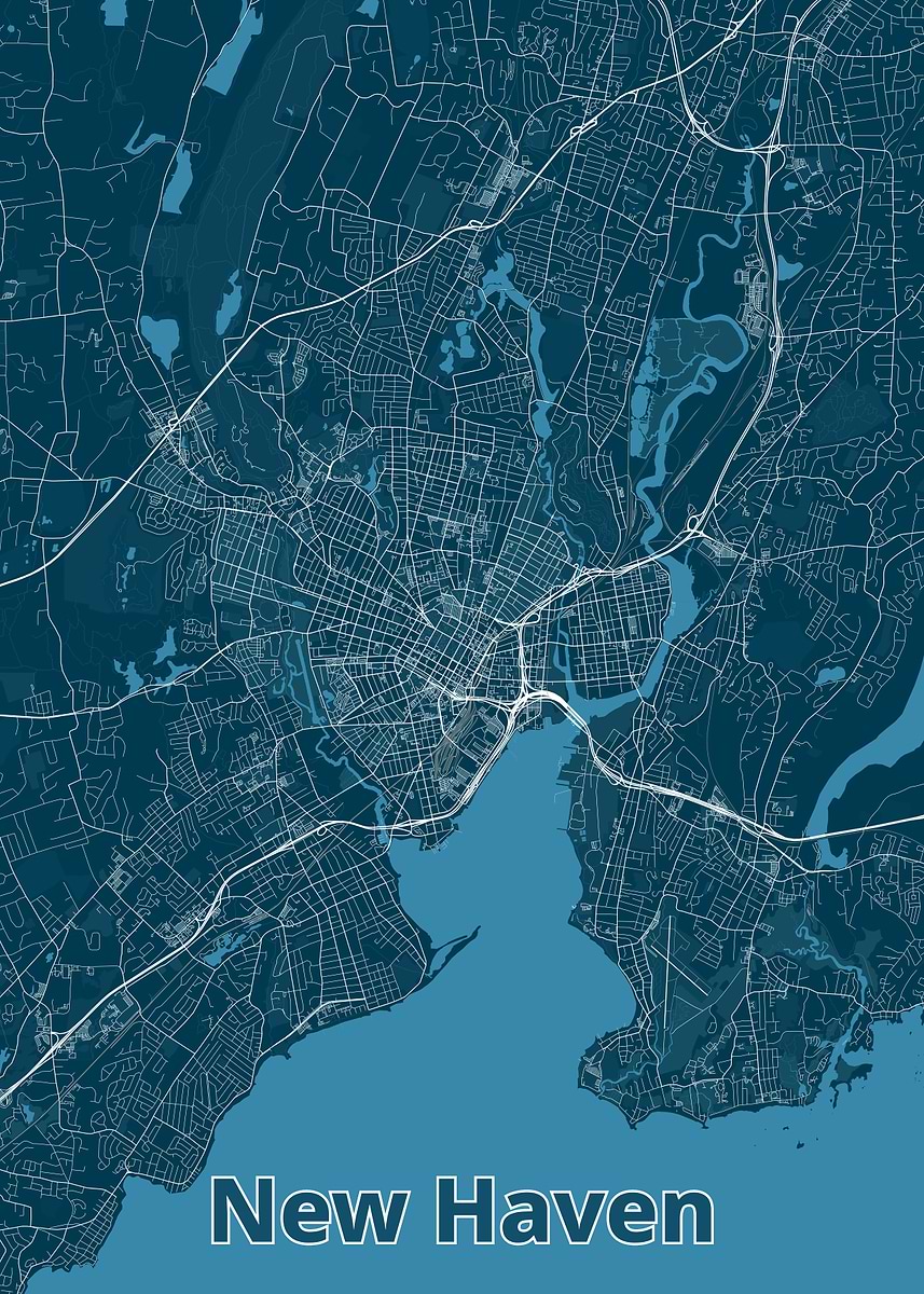 'New Haven City Map' Poster, picture, metal print, paint by Sam Kal ...