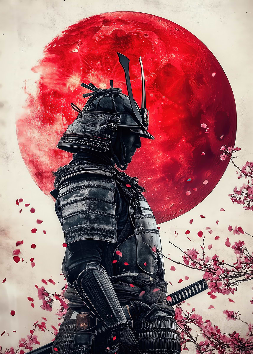 'Blood Moon Samurai ' Poster, picture, metal print, paint by HAPPISTRO ...