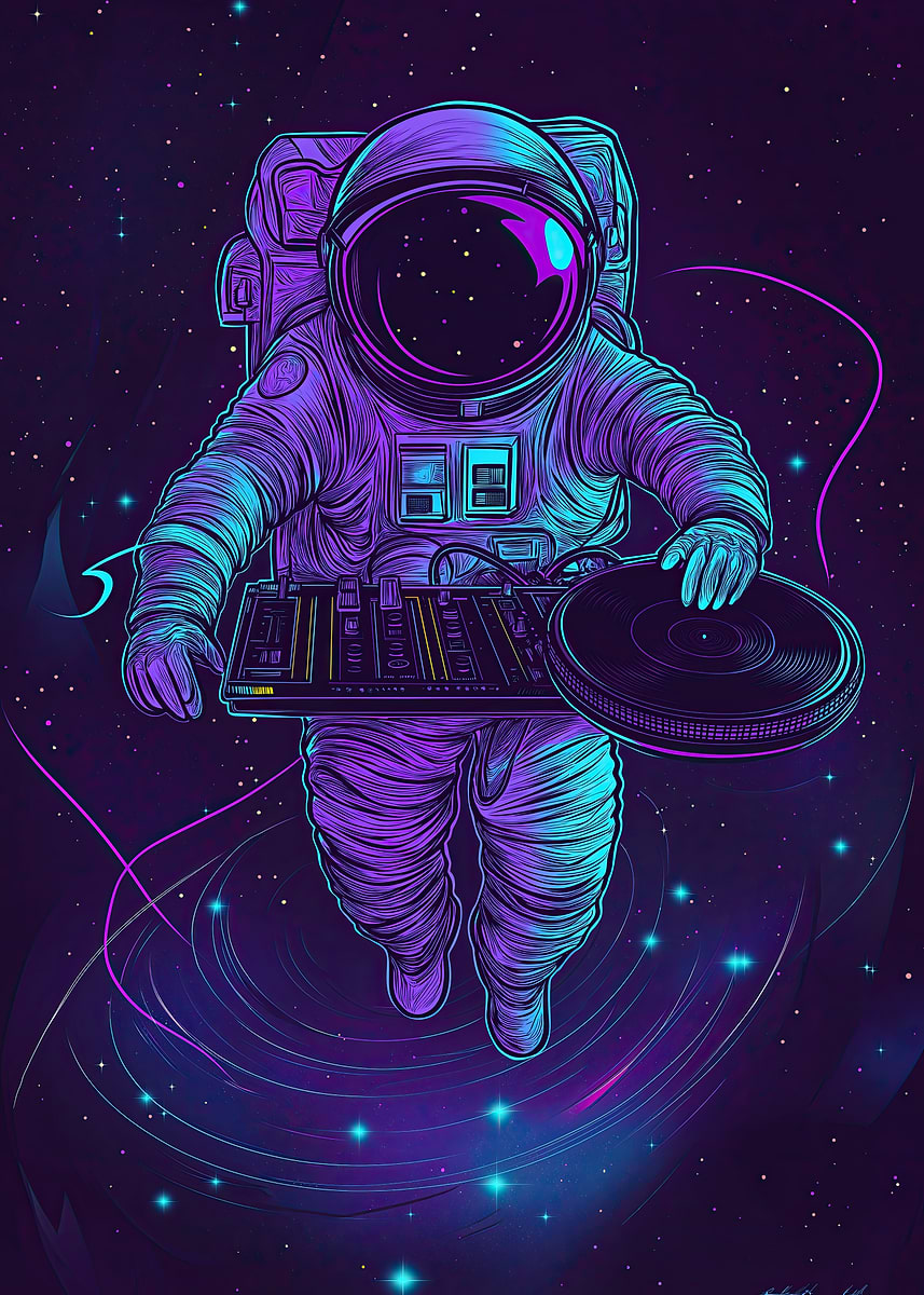 'Astronaut DJ in Space' Poster, picture, metal print, paint by Design ...