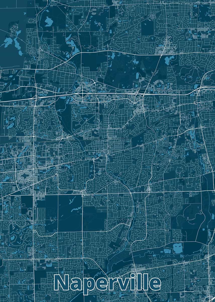 'Naperville City Map' Poster, picture, metal print, paint by Sam Kal ...