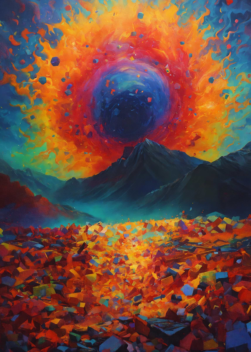 'Abstract Cosmic Landscape' Poster, picture, metal print, paint by ...