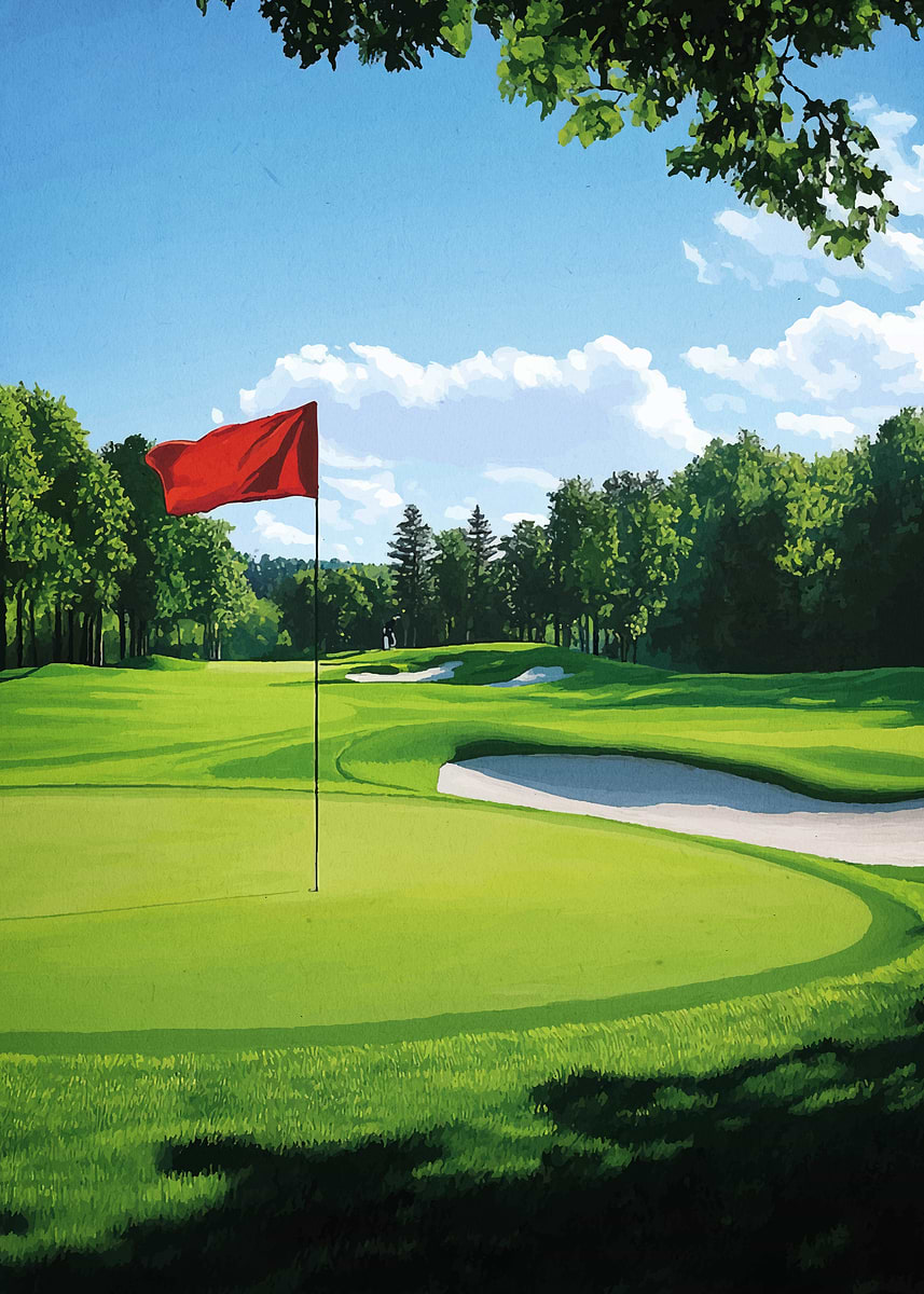 'Golf Course Green' Poster, picture, metal print, paint by CosmoHaney ...