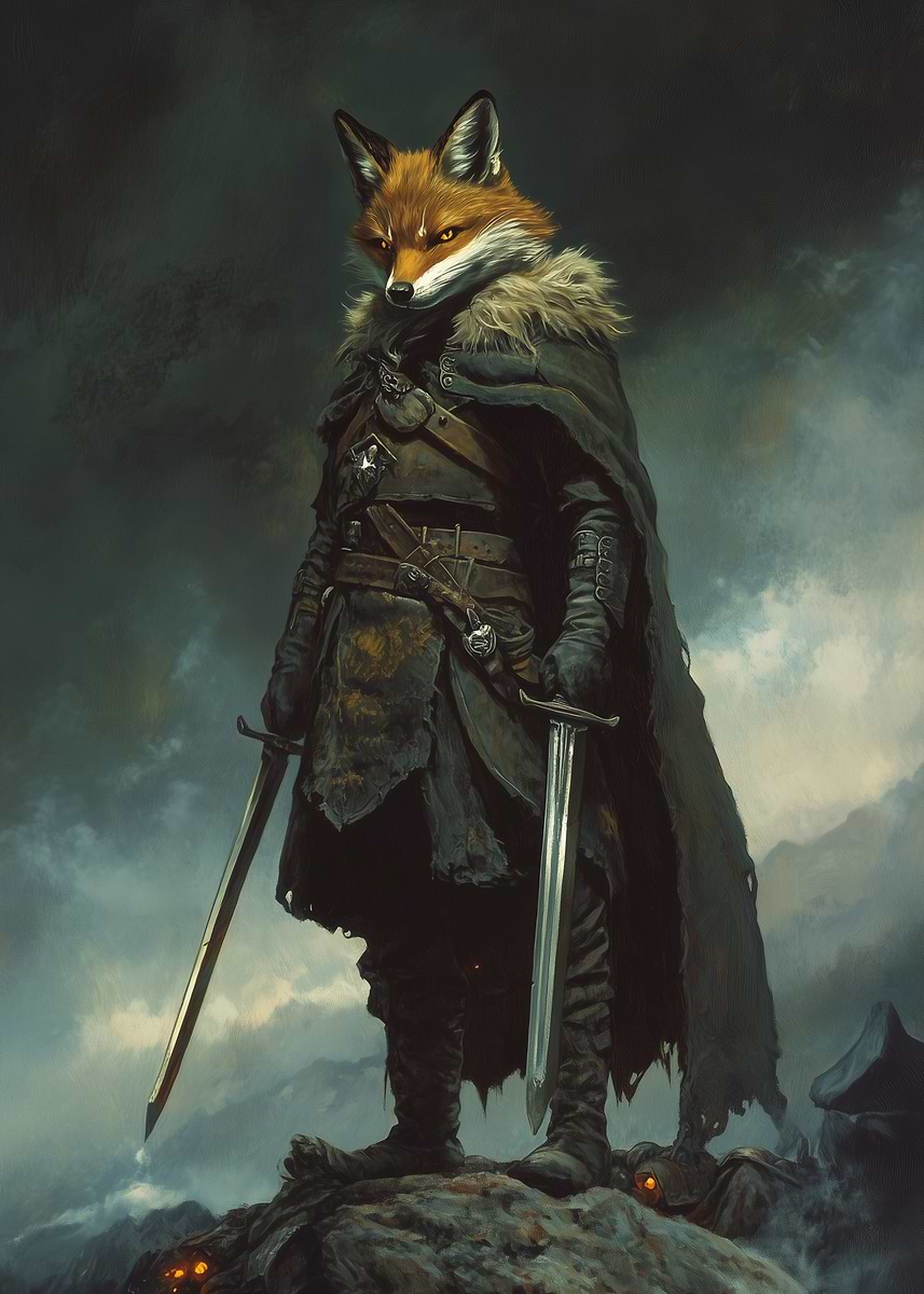 'Fox Warrior' Poster, picture, metal print, paint by Barex | Displate