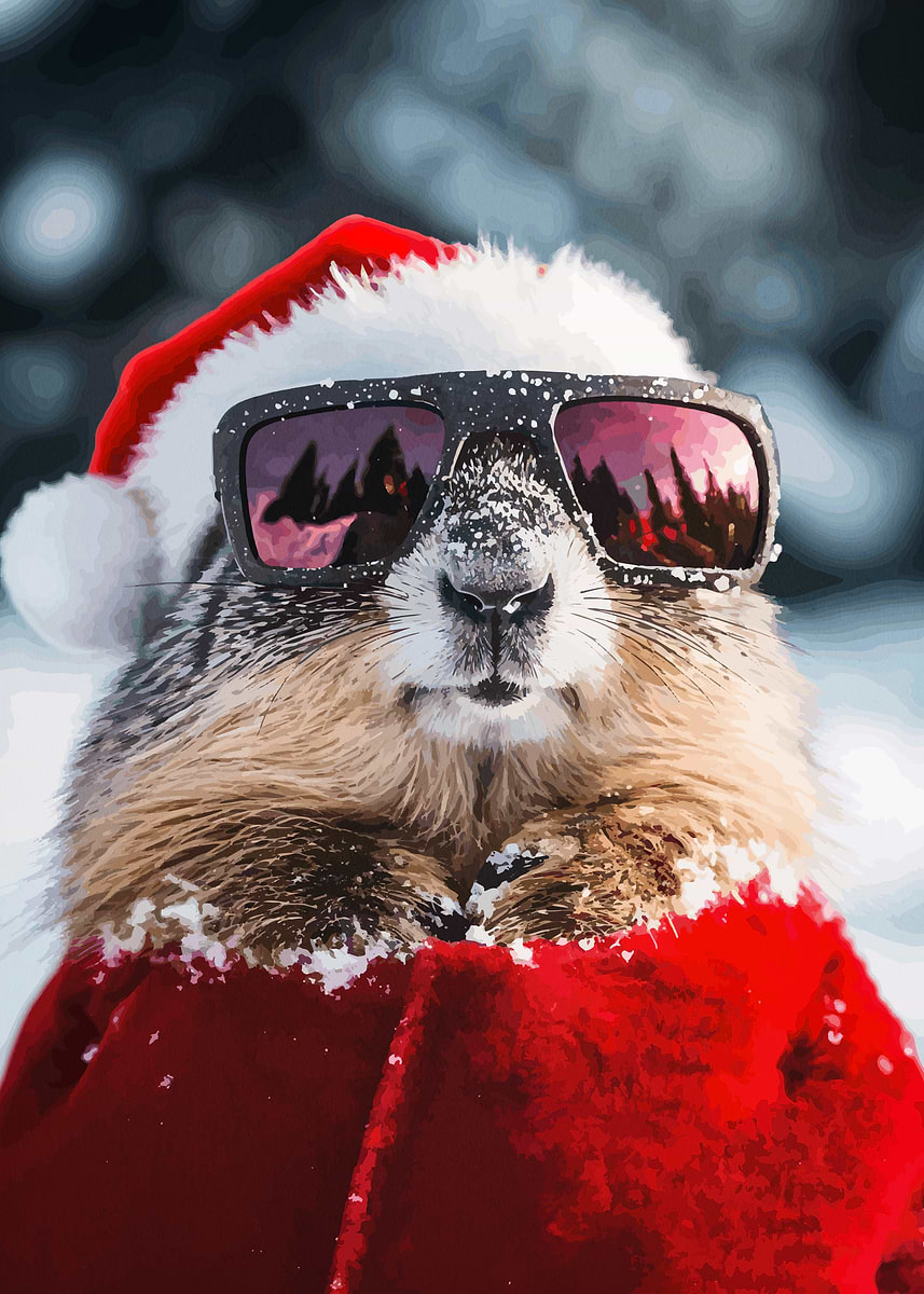'Cool Christmas Marmot' Poster, picture, metal print, paint by Wallace ...