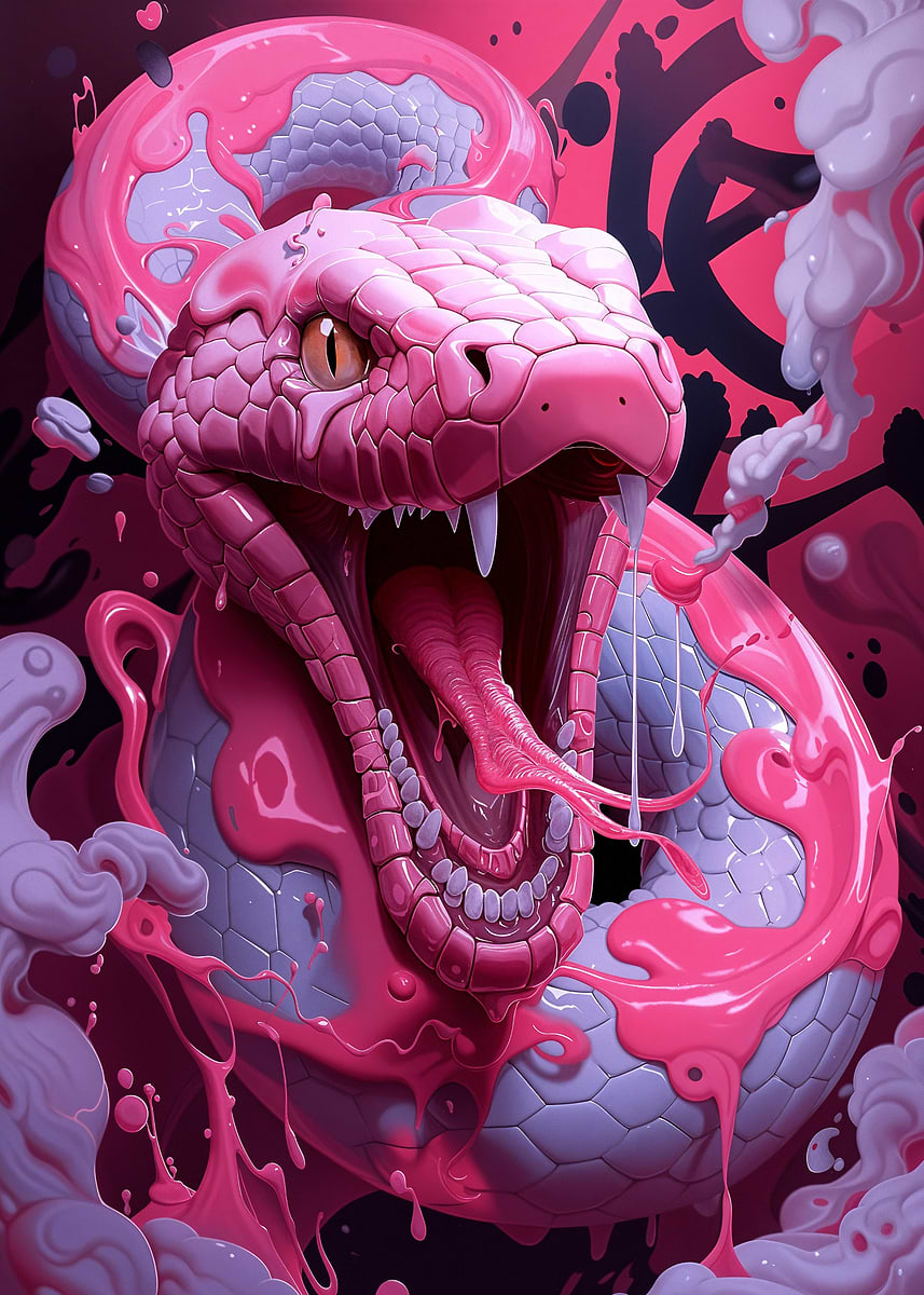 'Pink Snake Digital Art' Poster, picture, metal print, paint by ...