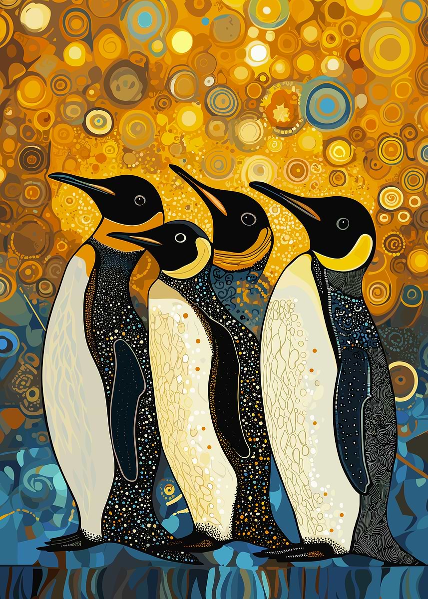 'Penguins Side by Side' Poster, picture, metal print, paint by Omar ...